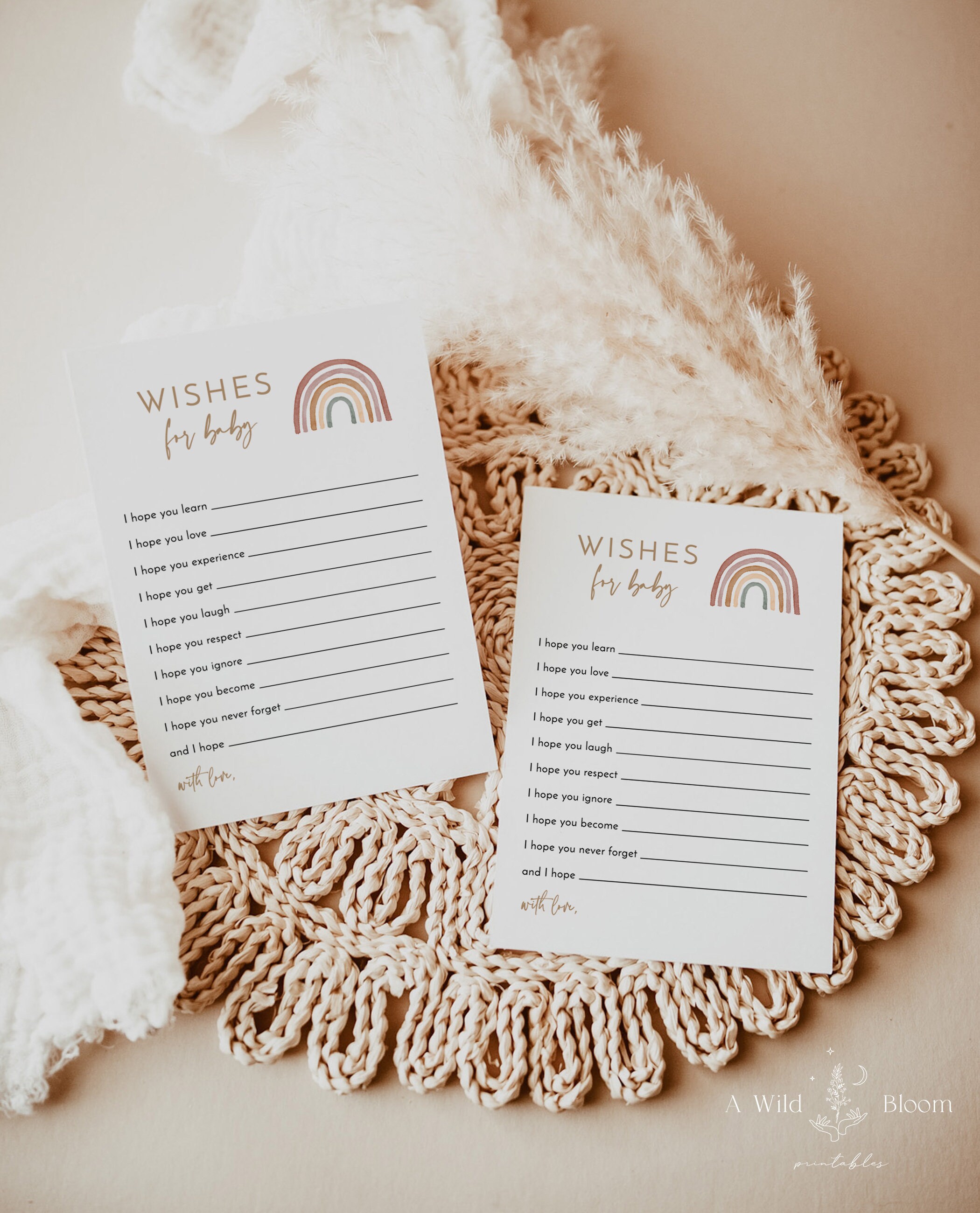 Rainbow Wishes for Baby Shower Card Baby Keepsake Gender - Etsy