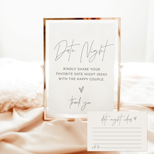 Modern Date Night Ideas Card, Sign, Boho Bridal Shower, Minimalist ...