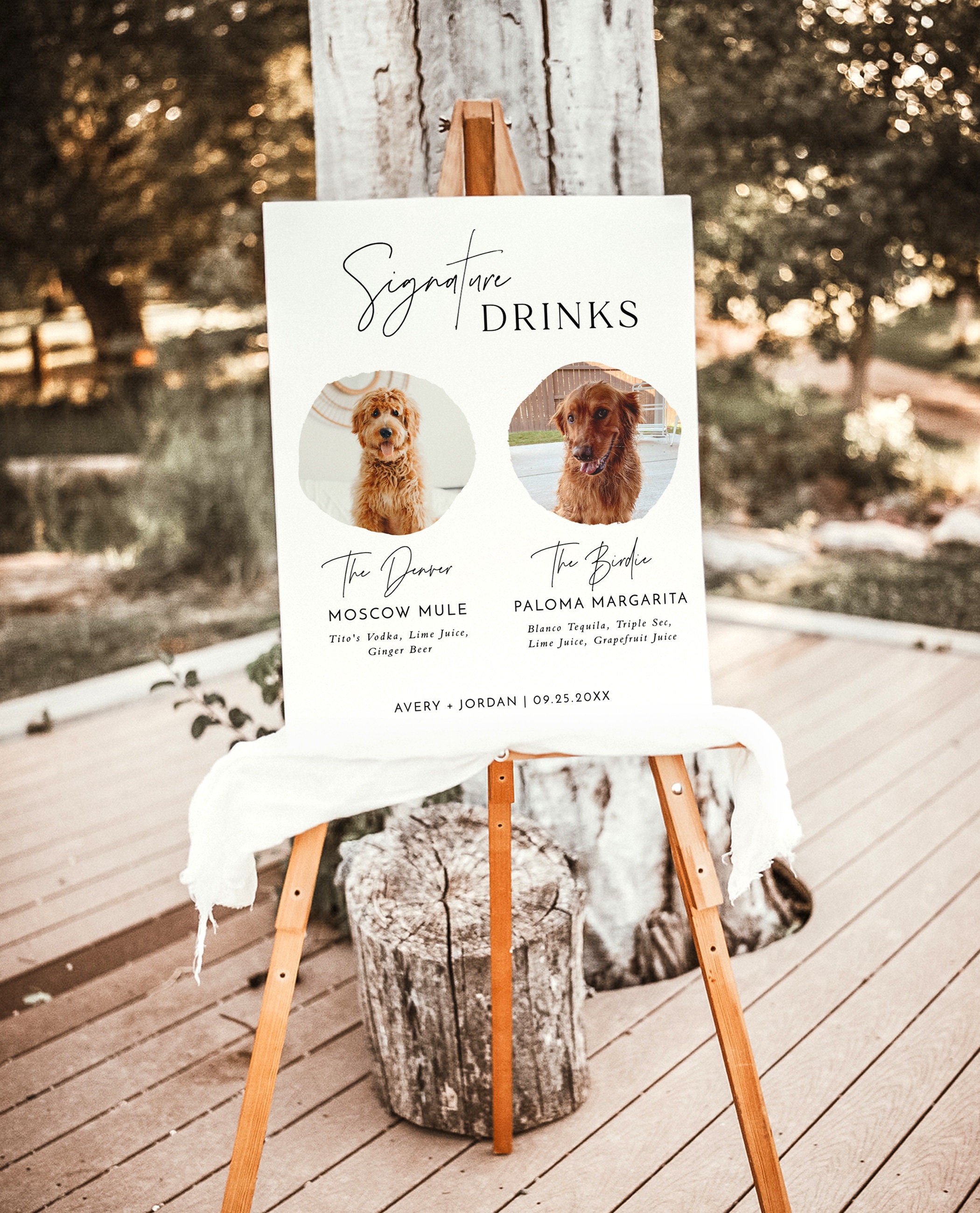 Minimalist Dog Signature Drink Sign Pet Signature Cocktail - Etsy