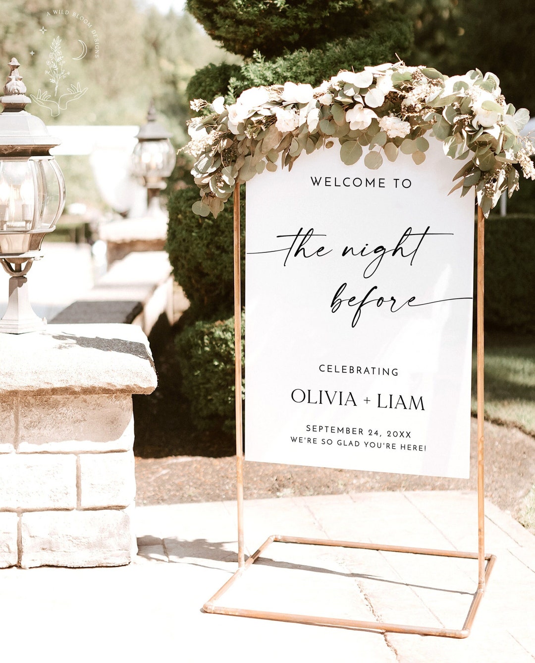 The Night Before Welcome Sign, Modern Wedding Rehearsal Welcome Sign ...