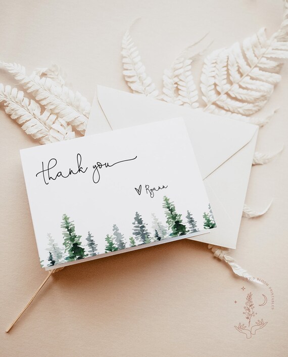 Winter Thank You Card Template Editable Thank You Cards - Etsy