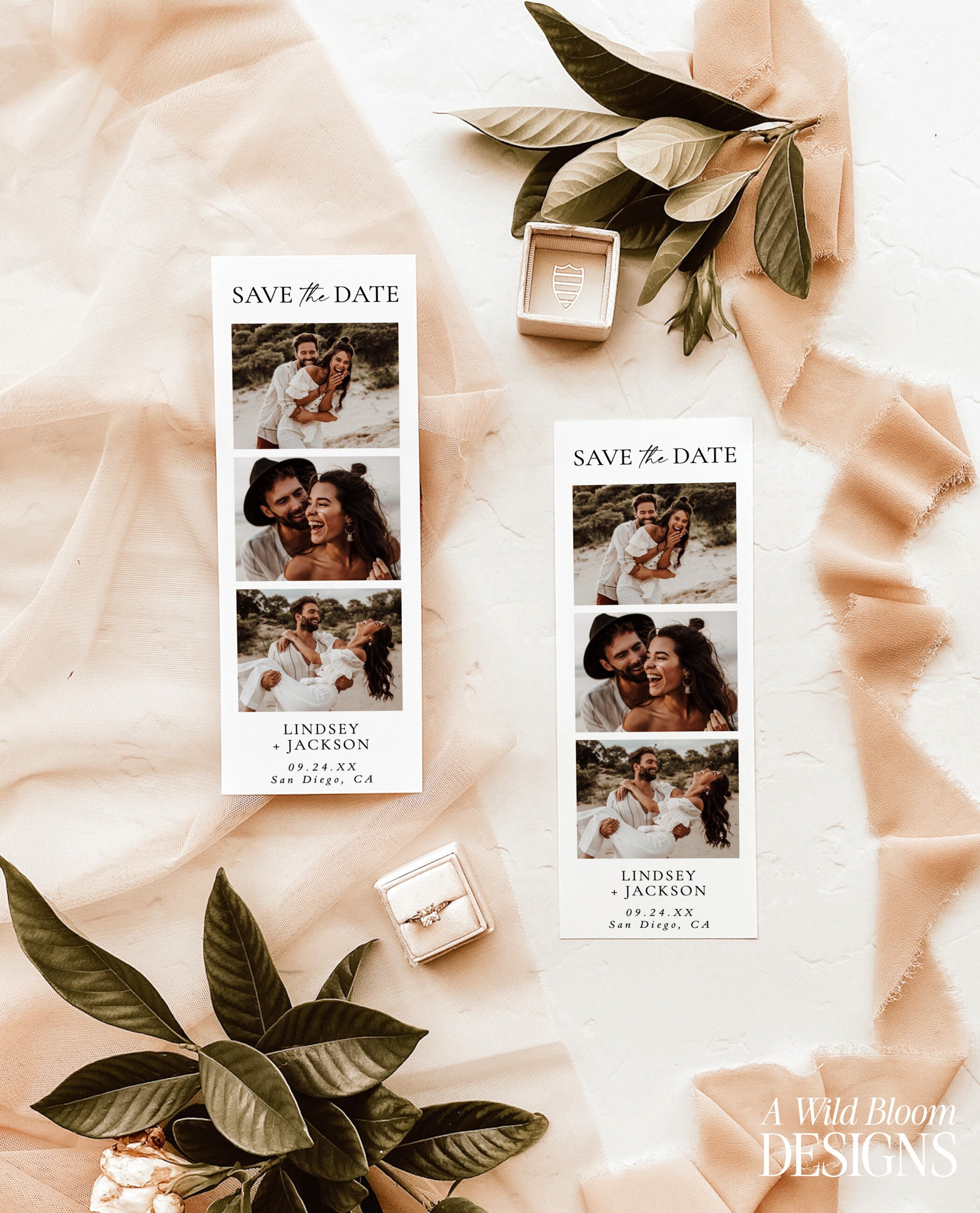 Photo Strip Save the Date, Booth, Minimalist the Template, Card ...