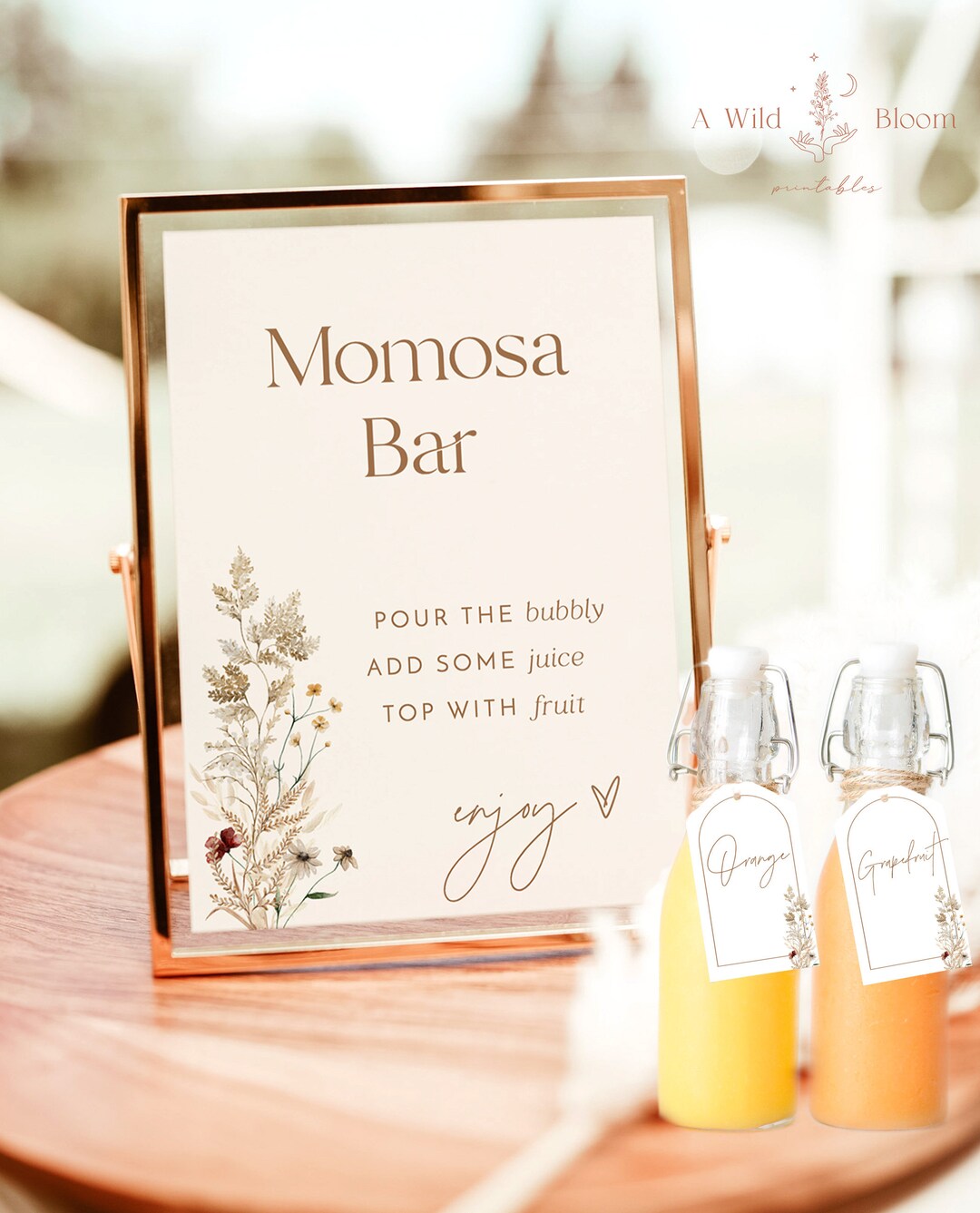 Baby Shower Mimosa Sign, Boho Baby Shower Momosa Sign, Wildflower ...