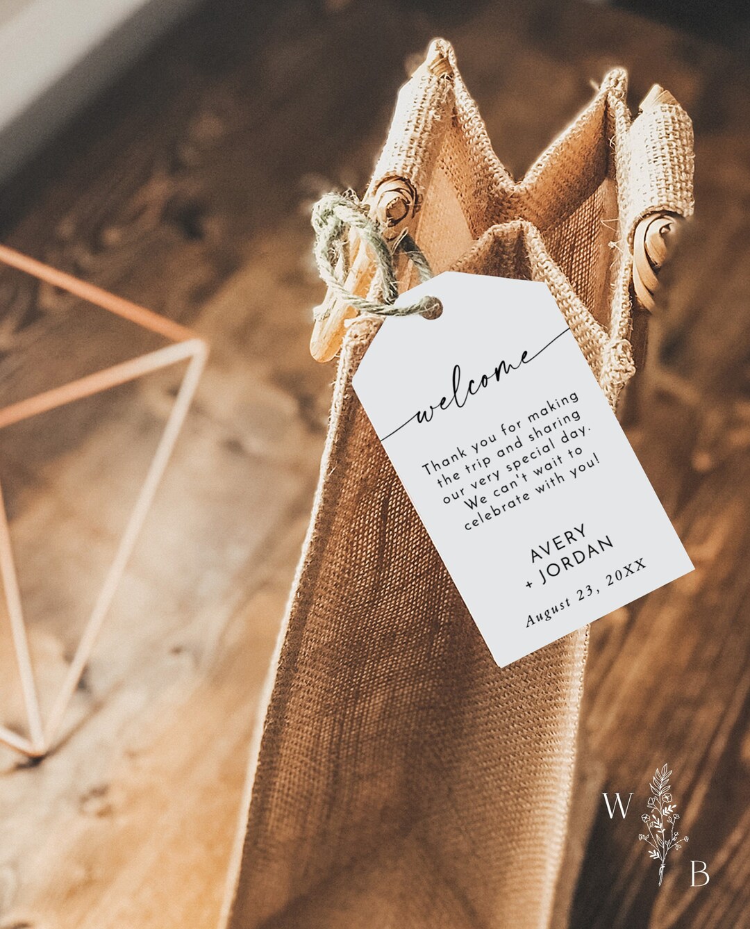 Welcome Tag Template, Minimalist Welcome Tag, Wedding Welcome Bag Tag ...
