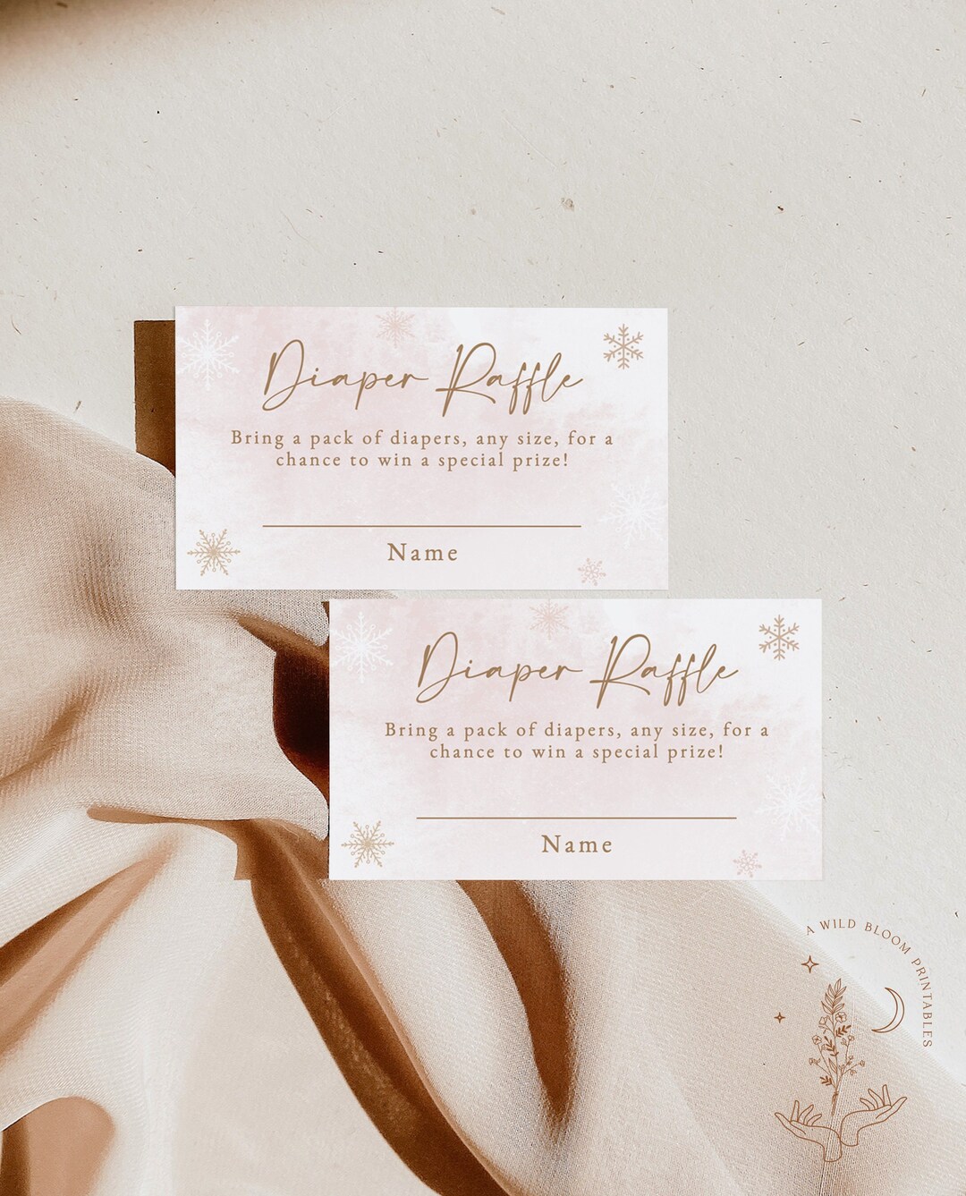 Winter Baby Shower Diaper Raffle Card, Snowflake Diaper Raffle Ticket ...