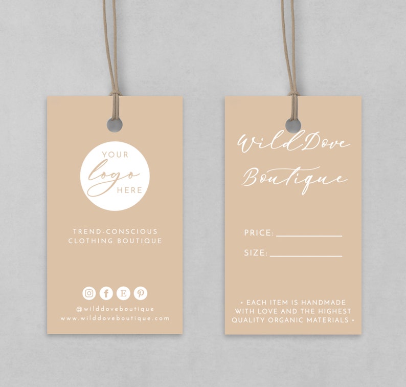 Boho Small Business Hang Tag Boutique Clothing Tag Template | Etsy