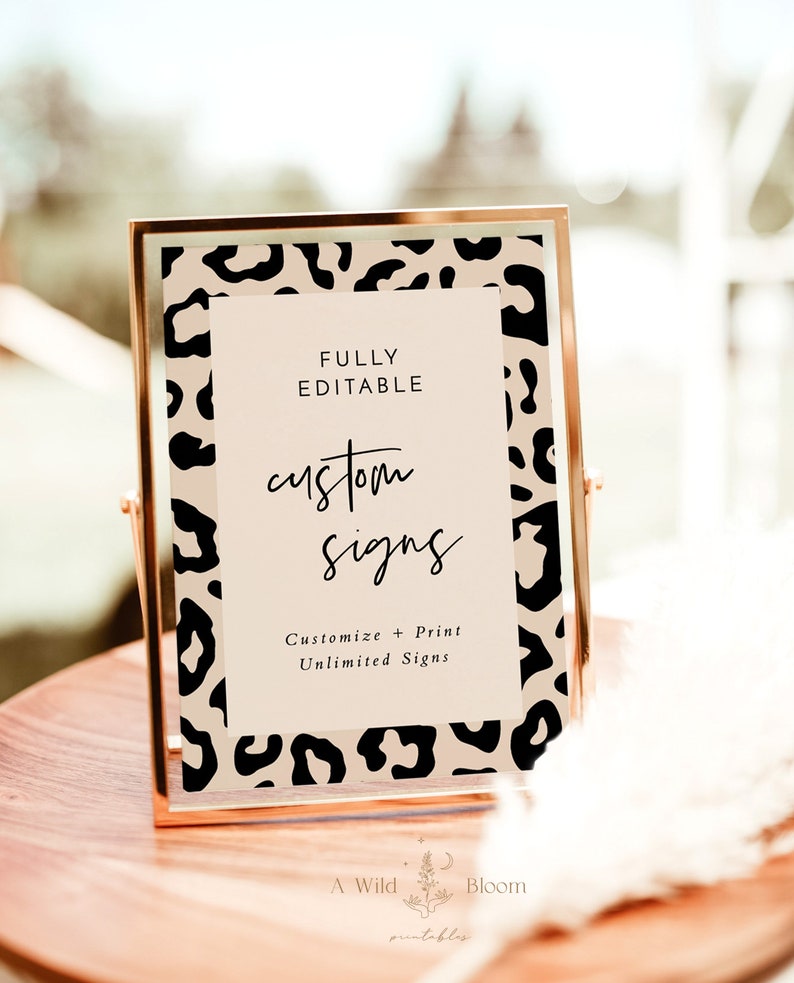 Leopard Print Customizable Signage, Animal Custom Sign, Cheetah ...
