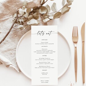 Modern Wedding Dinner Menu Minimalist Wedding Menu Wedding - Etsy
