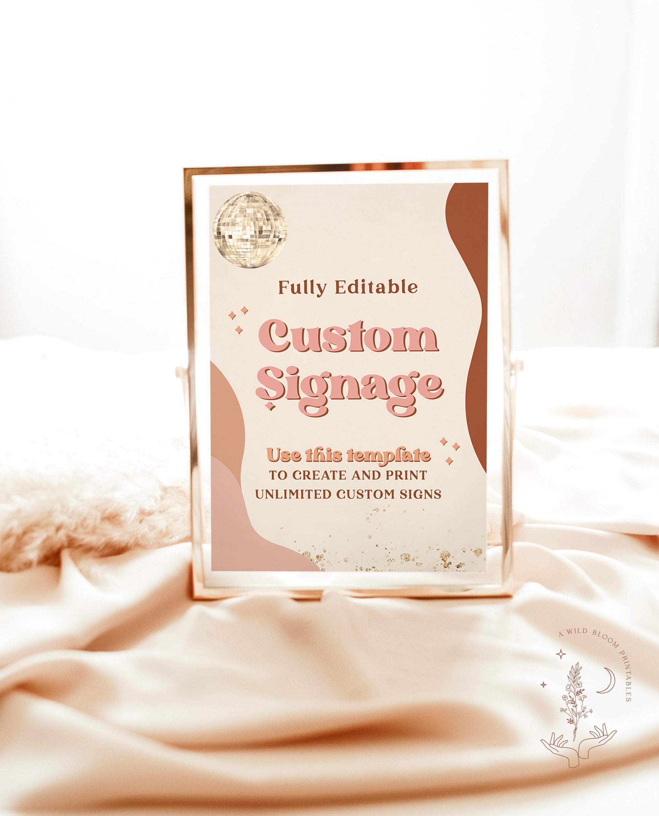 Retro Shower Sign Template, Retro Wedding Signs, Boho Retro Wedding ...