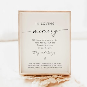 In Loving Memory Wedding Sign, Forever in Our Hearts Sign, Wedding ...