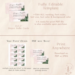 Printable Diaper Raffle Card Template Diaper Raffle Ticket - Etsy