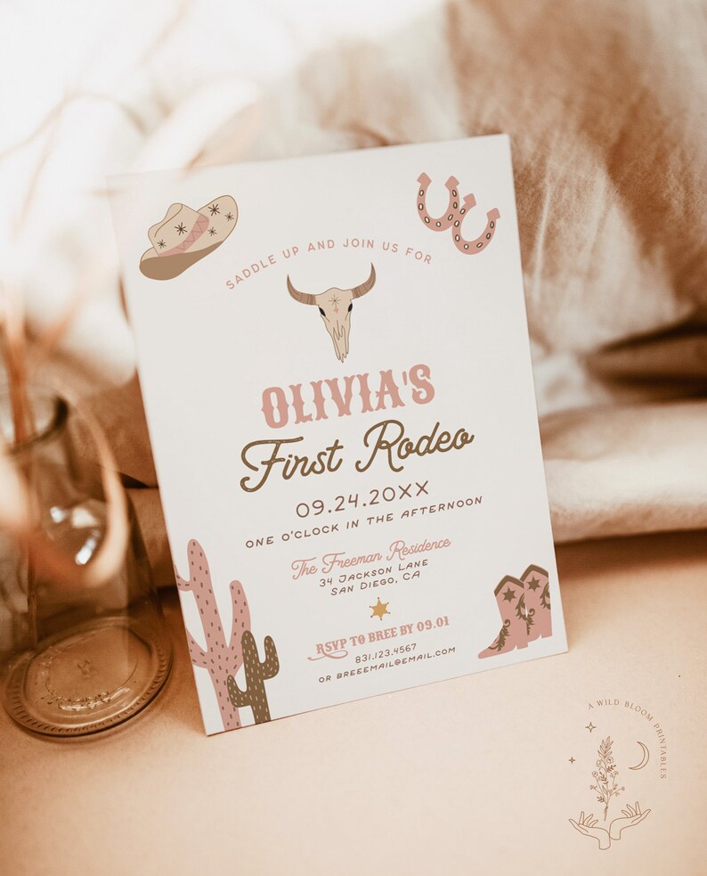 First Rodeo Birthday Invitation Template Cowgirl Birthday - Etsy