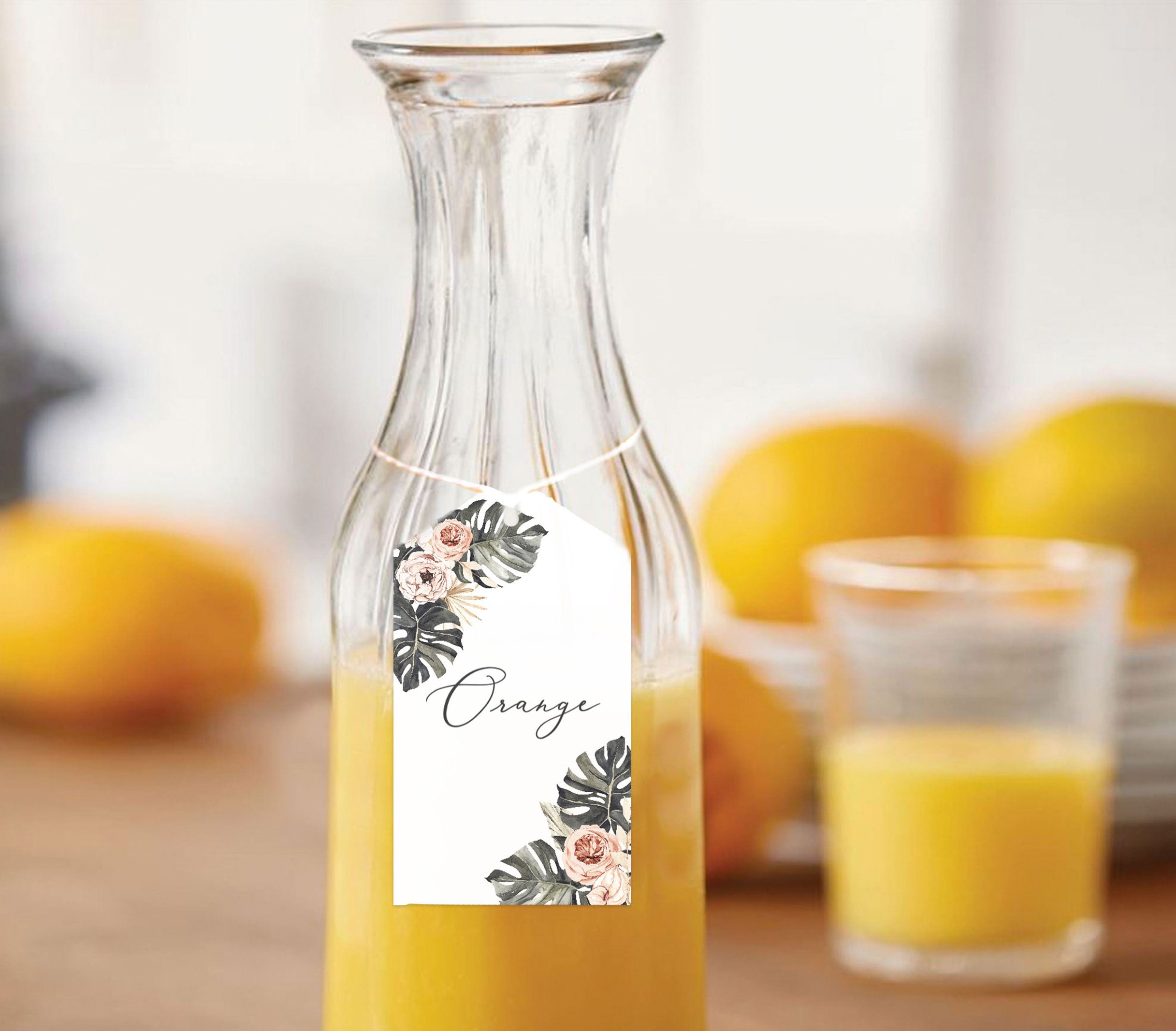 Editable Mimosa Bar Juice Drink Tags Template Tropical Palm | Etsy
