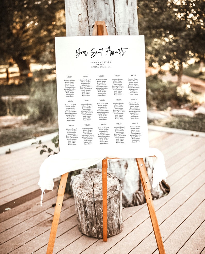 Modern Seating Chart Sign Template Minimalist Seating - Etsy