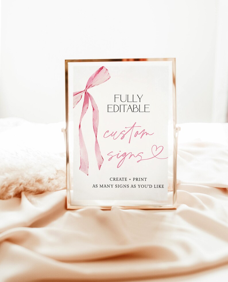Pink Bow Custom Signs, Bow Custom Sign Template, Pink Ribbon, Bow Baby ...