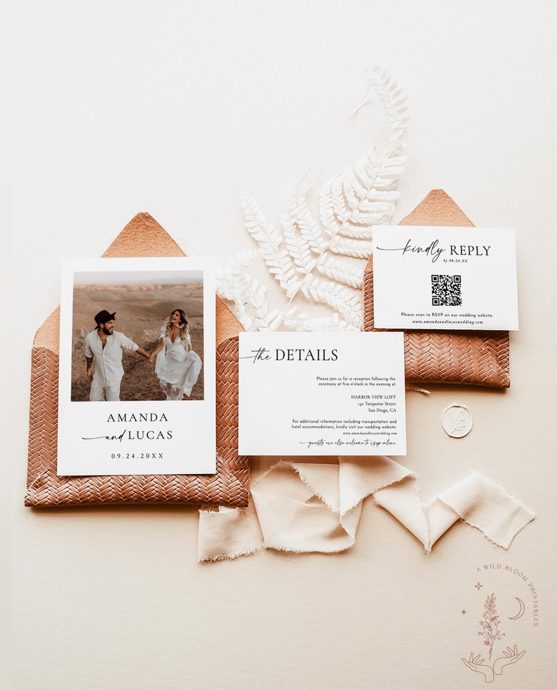 Minimalist Wedding Invitation Template Modern Wedding Invite - Etsy