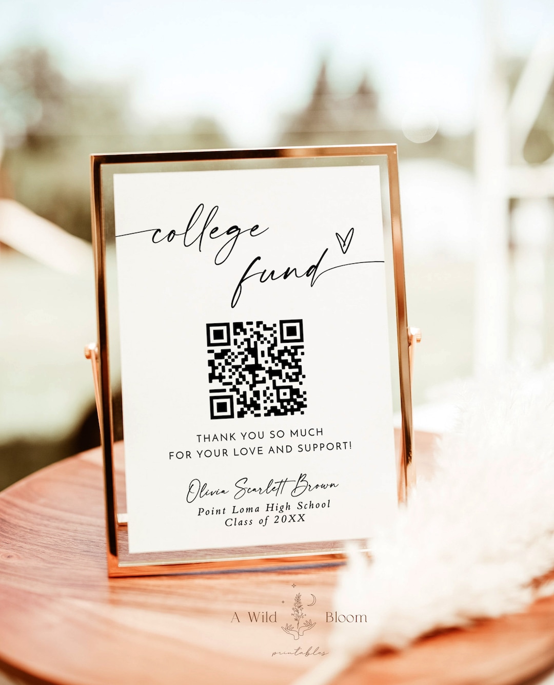College Fund QR Code Sign, Modern Graduation Party Sign, Venmo QR Code ...