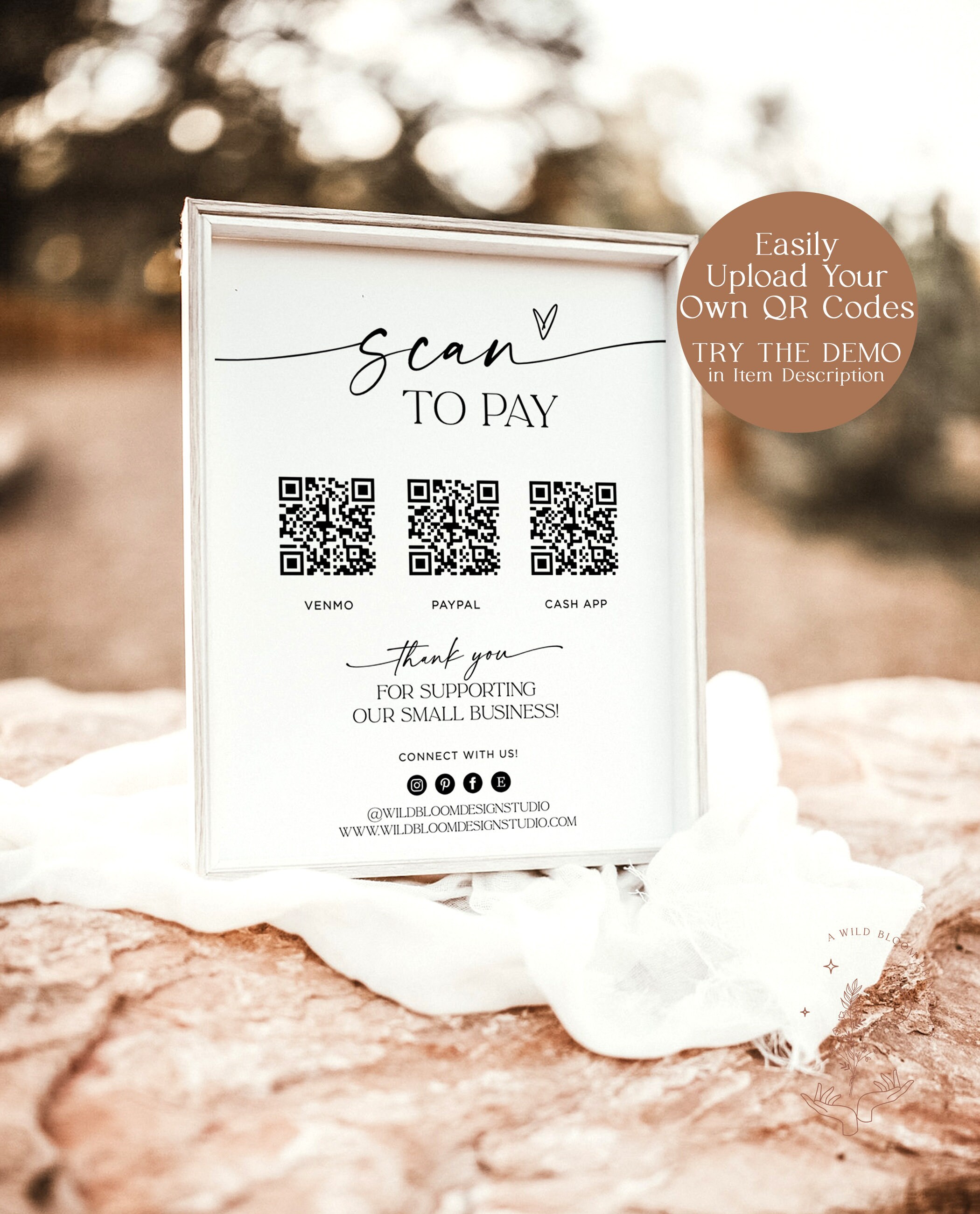 Minimalist Scan to Pay Sign, QR Code Sign, Modern Small Business Sign ...