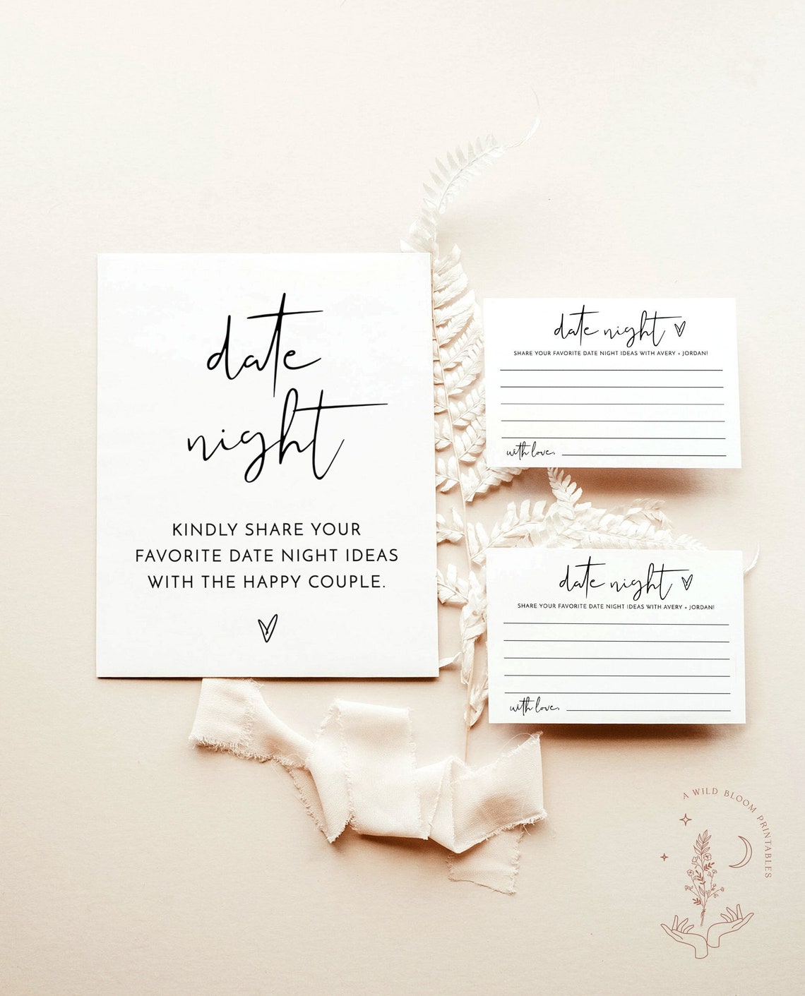 Date Night Ideas Sign Modern Date Night Ideas Card Boho - Etsy