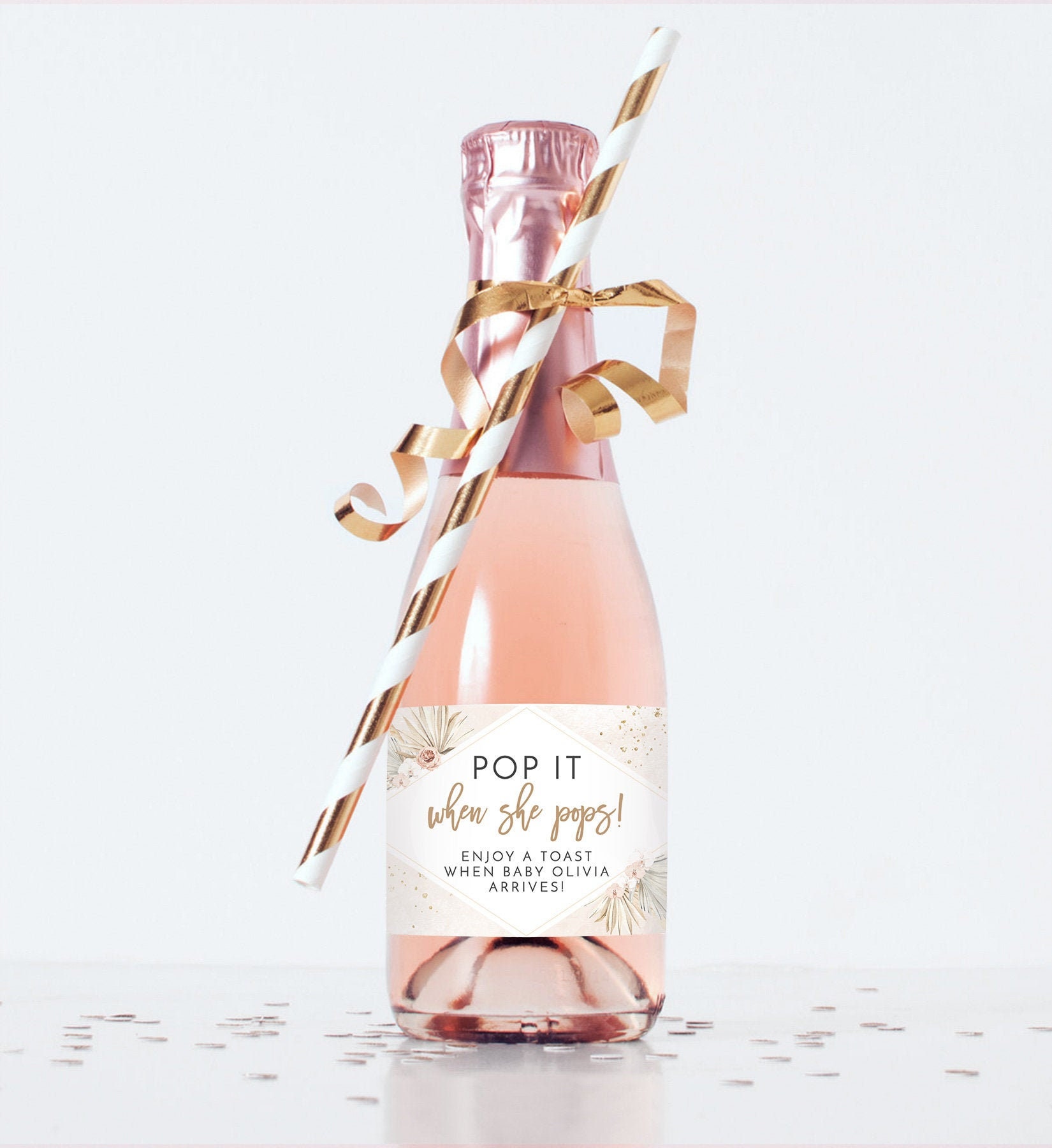 Pop When She Pops Label Mini Champagne Bottle Label Template - Etsy ...