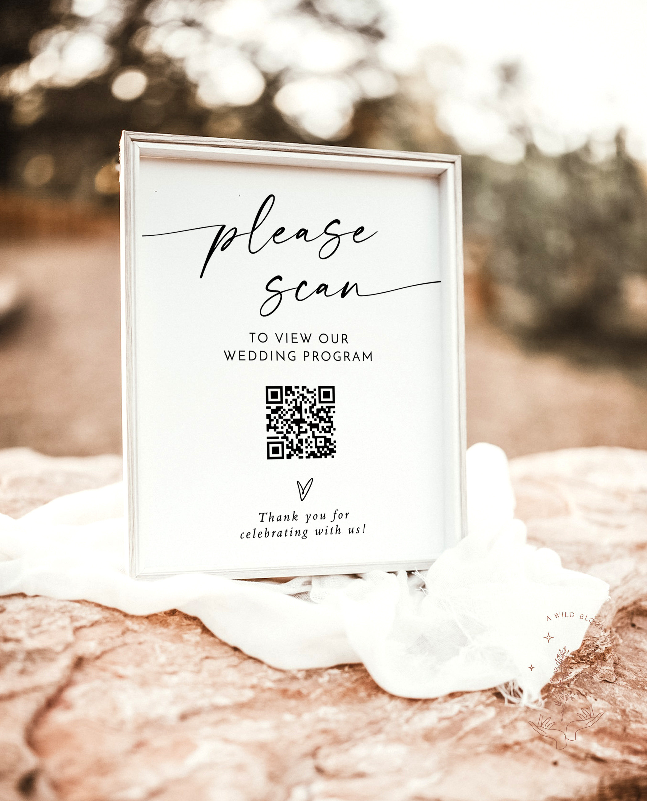 Wedding Program QR Code Sign Minimalist Wedding QR Code - Etsy
