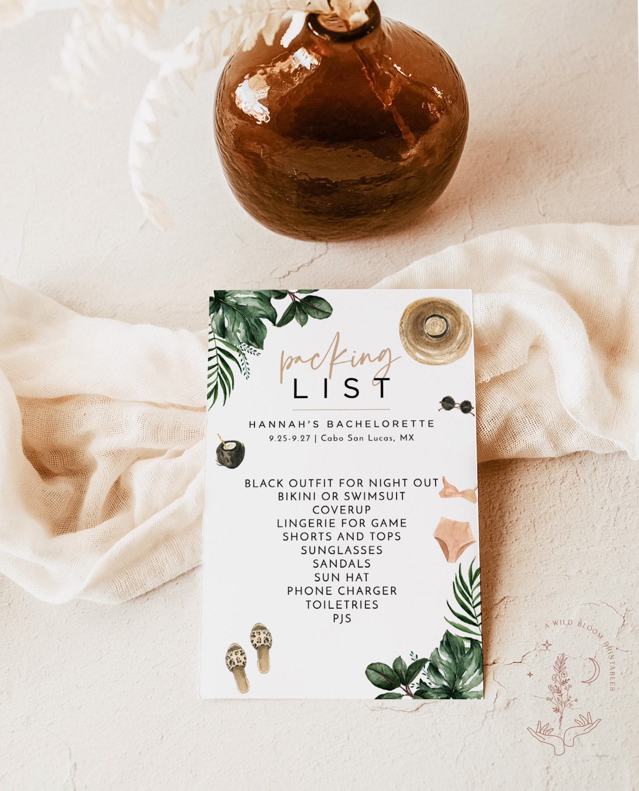Tropical Bachelorette Party Packing List Template Beach - Etsy