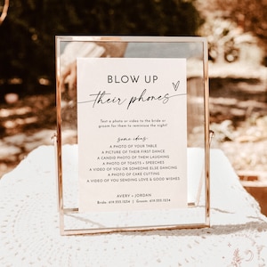 Blow up Their Phone Sign, Wedding Games, Modern Minimalist Wedding ...