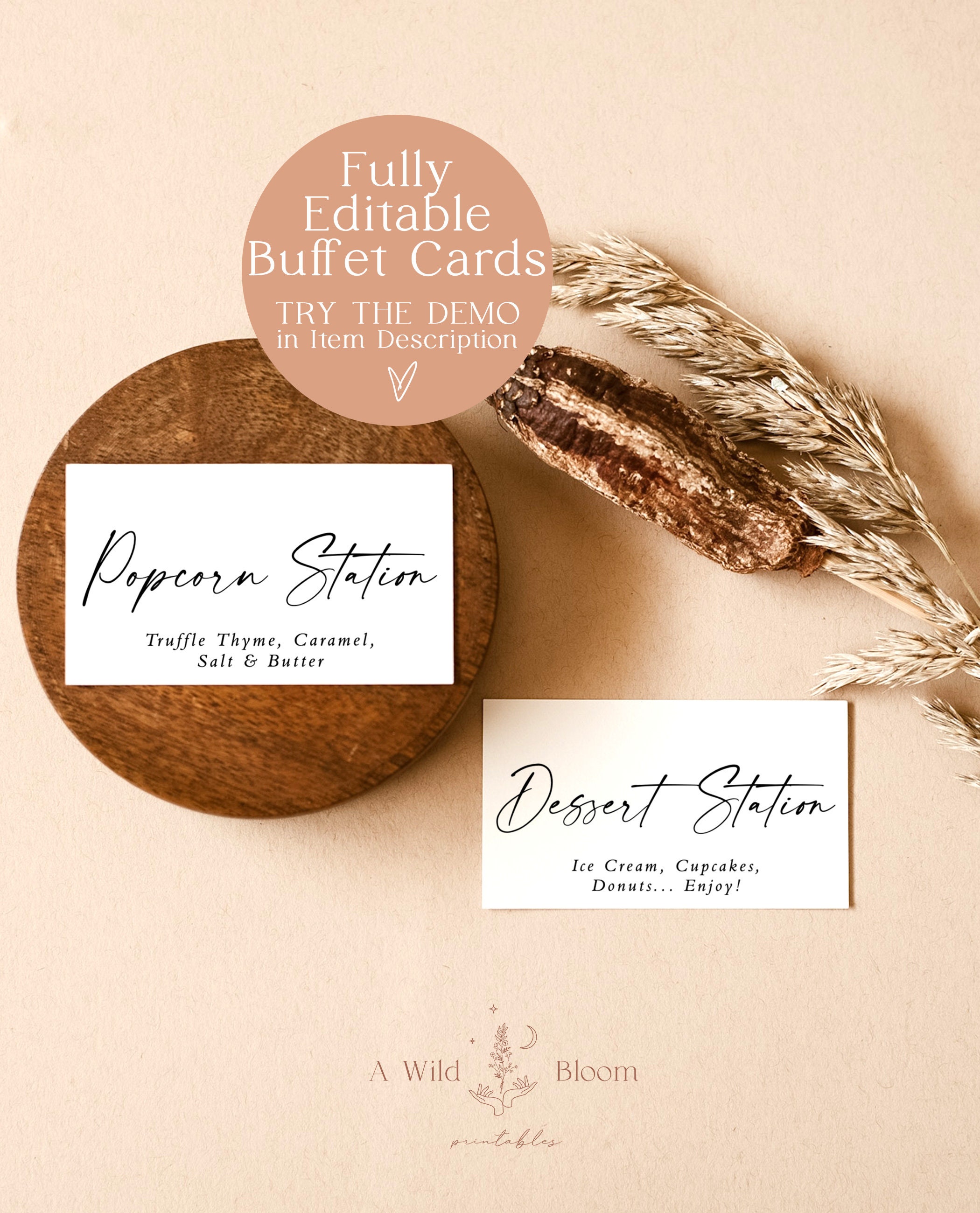 Minimalist Buffet Card Template Buffet Cards Modern - Etsy