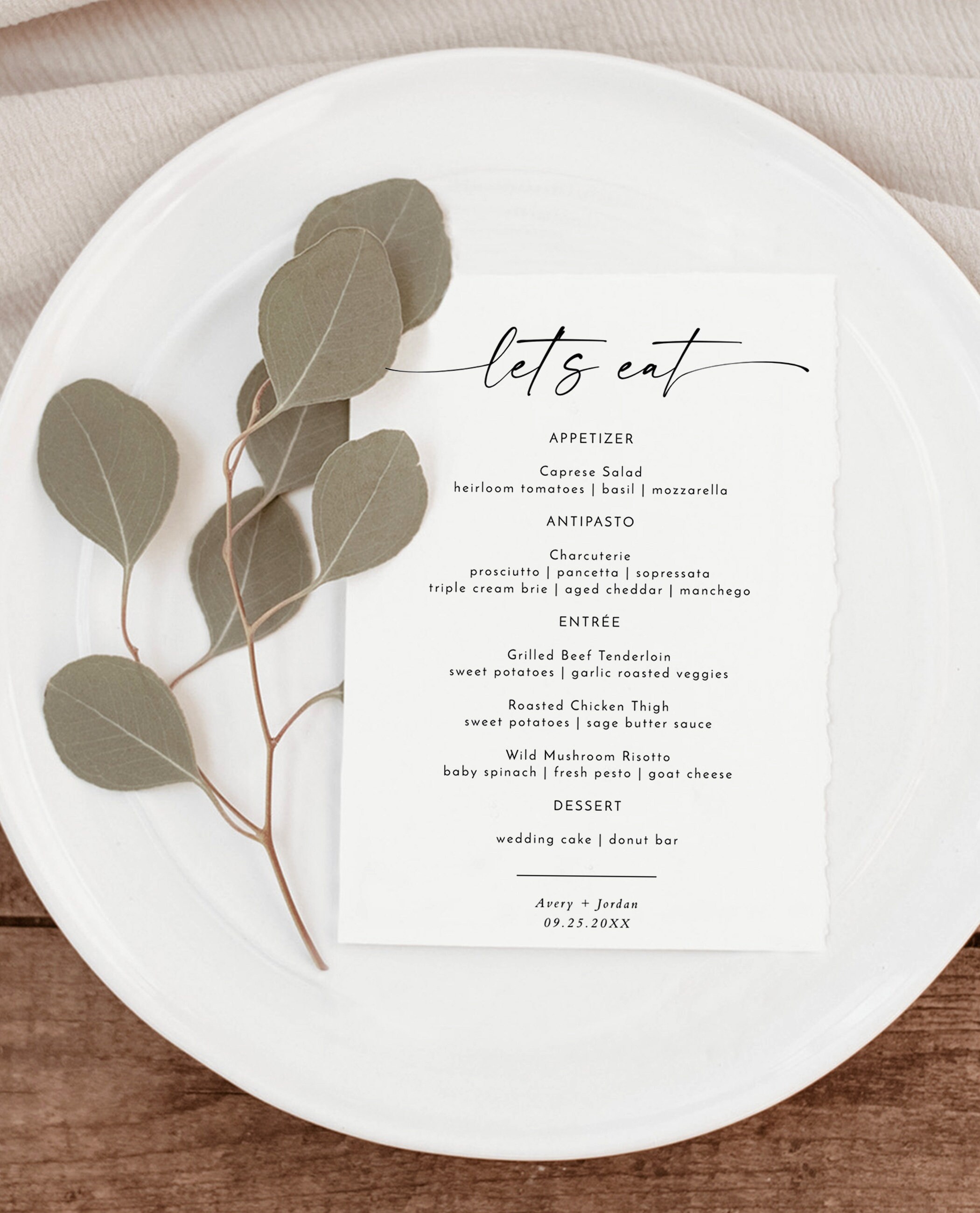 Modern Wedding Dinner Menu Minimalist Wedding Menu Wedding - Etsy