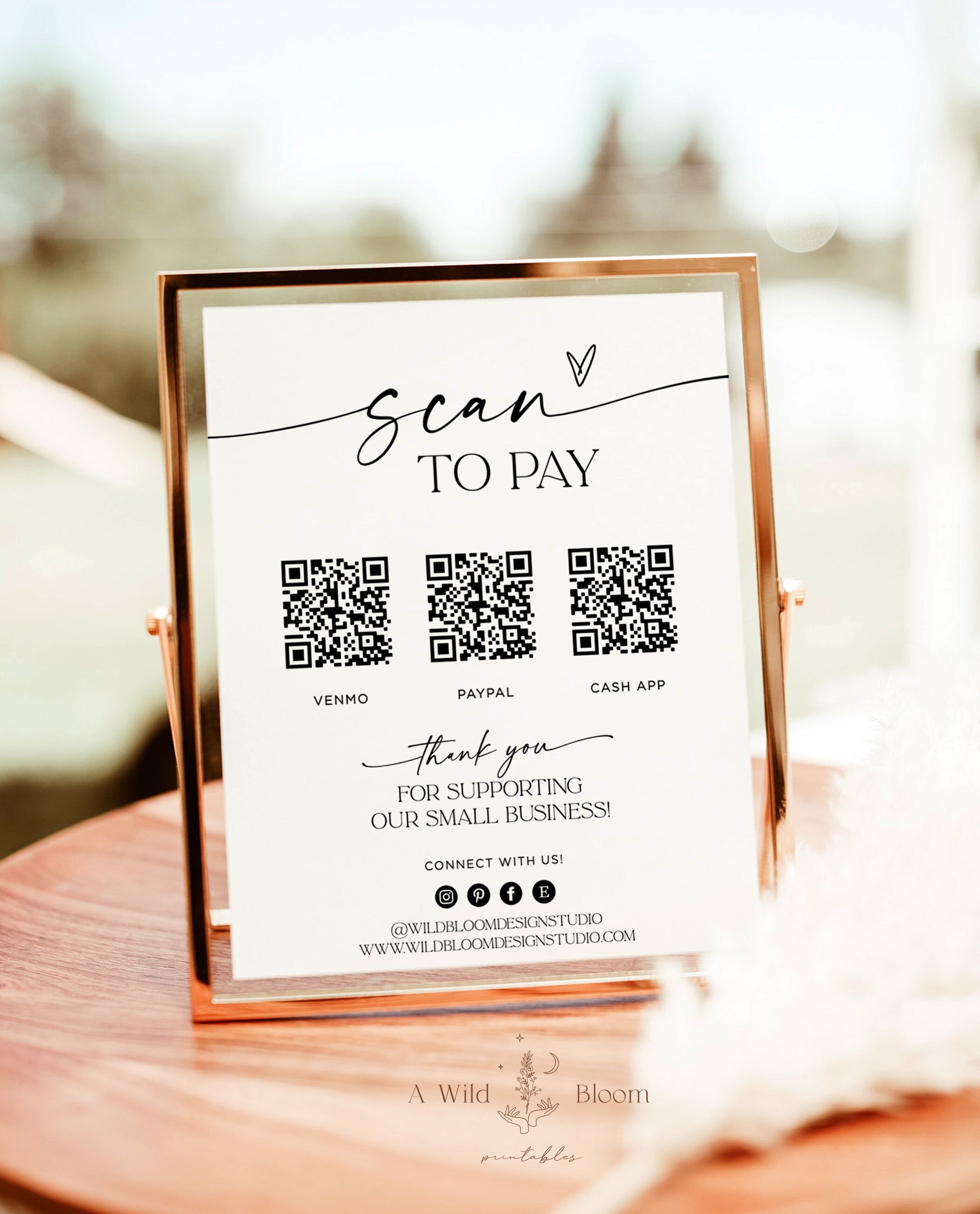 Minimalist Scan to Pay Sign, QR Code, Modern Small Business, Cashapp ...