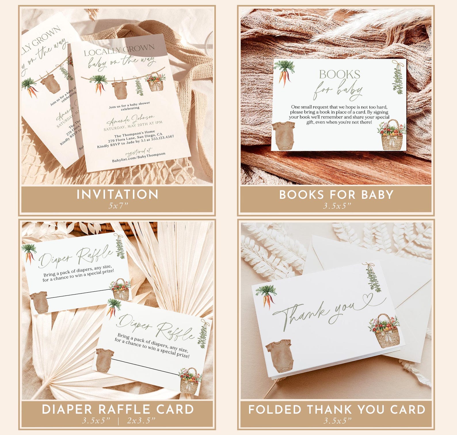 Locally Grown Baby Shower Invitation Template, Farmers Market, Gender ...