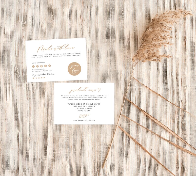 Made with Love Care Card Small Business Care Card Editable | Etsy