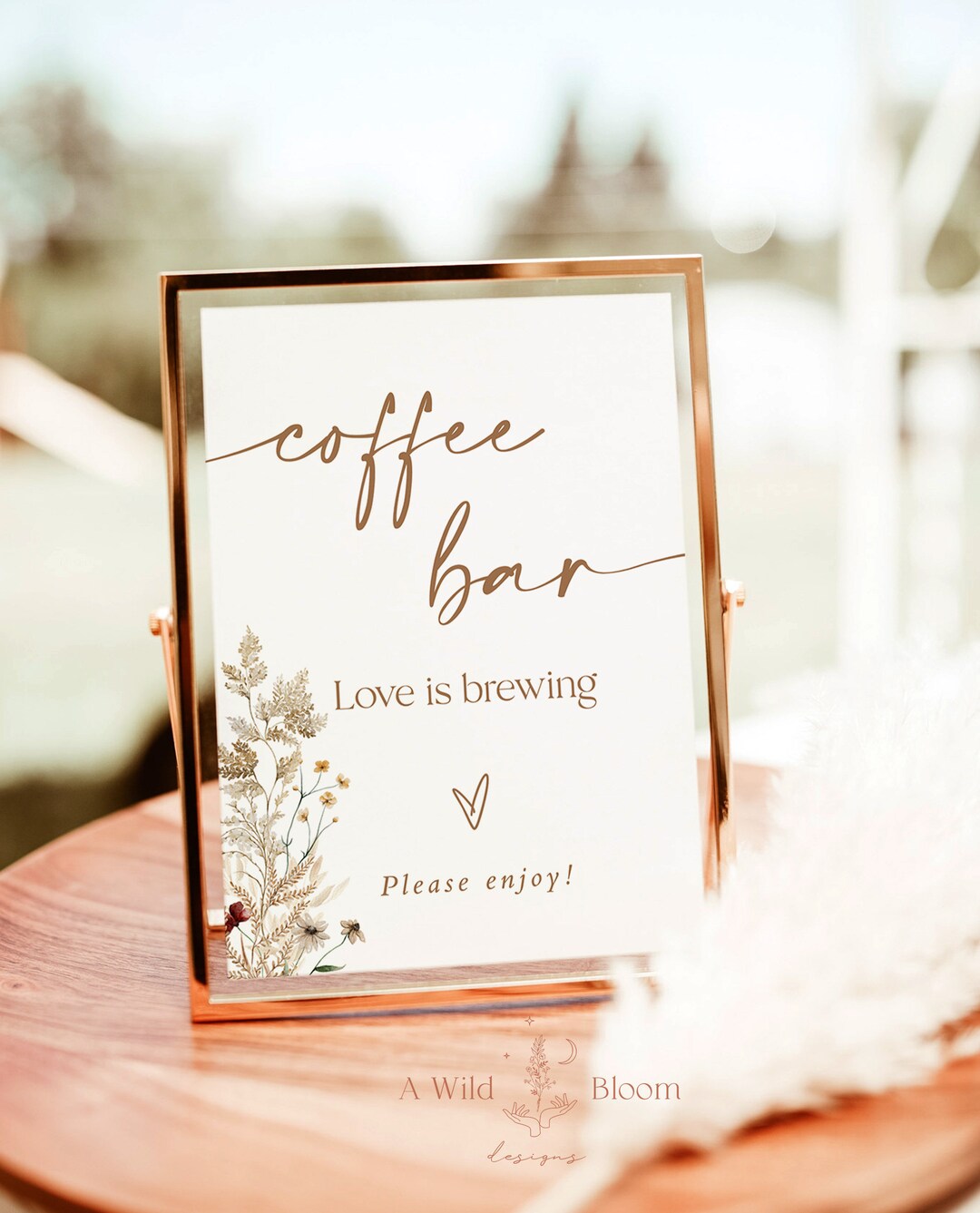 Coffee Bar Sign Template, Modern Floral, Wedding Coffee Bar Sign ...