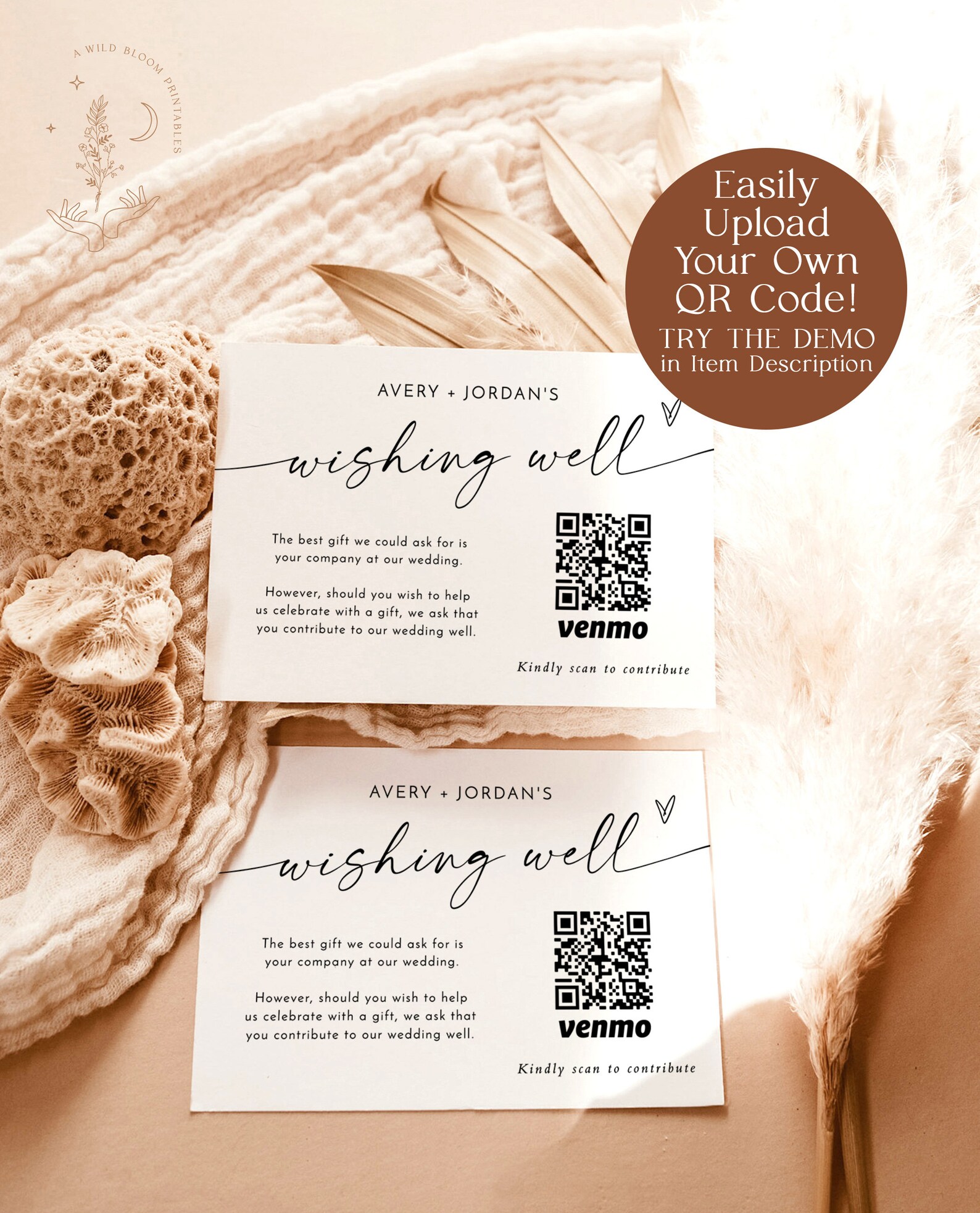 Wishing Well Card Template, Honeymoon Fund, House, Modern Wedding Venmo ...