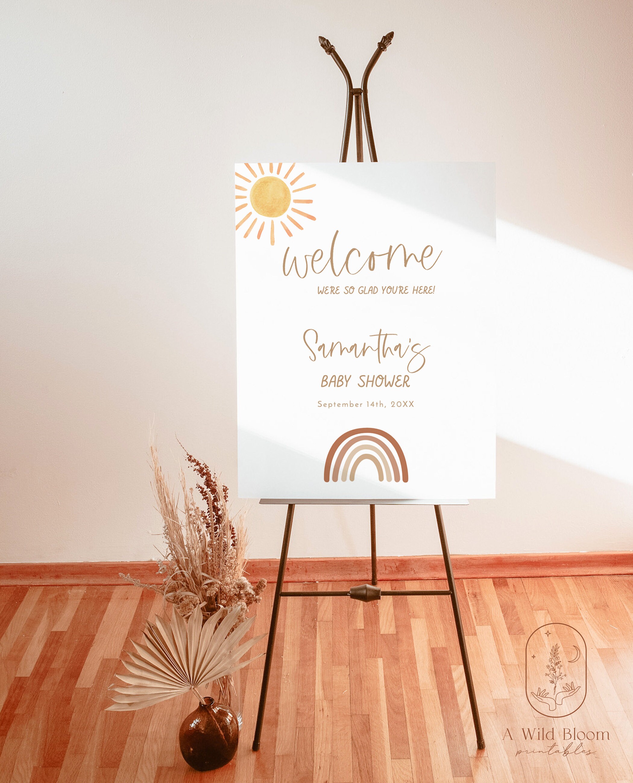 Sunshine Baby Shower Welcome Sign Boho Sun Baby Shower - Etsy