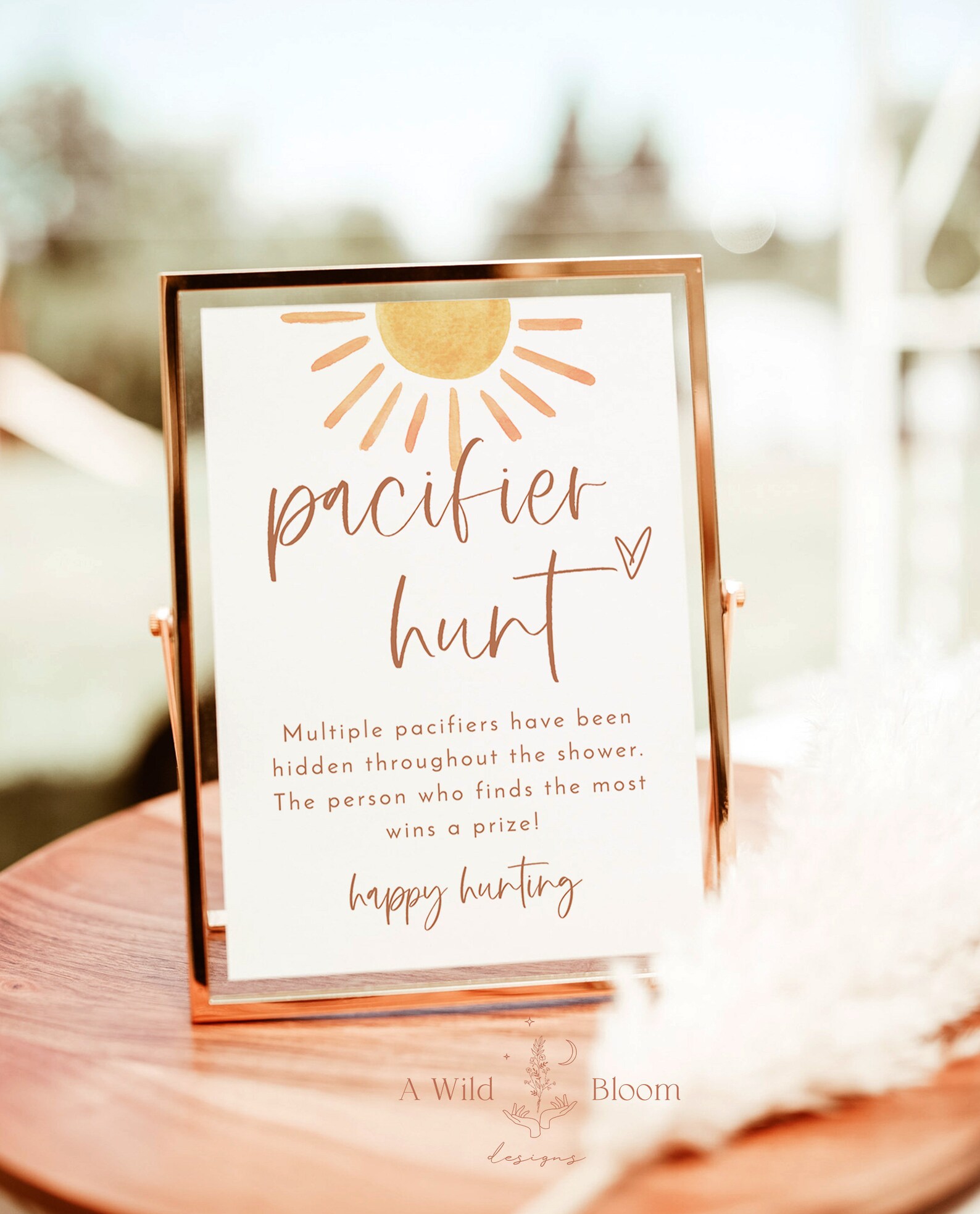 Pacifier Hunt Baby Shower Game, Sunshine Sign, Sun, Gender Neutral ...