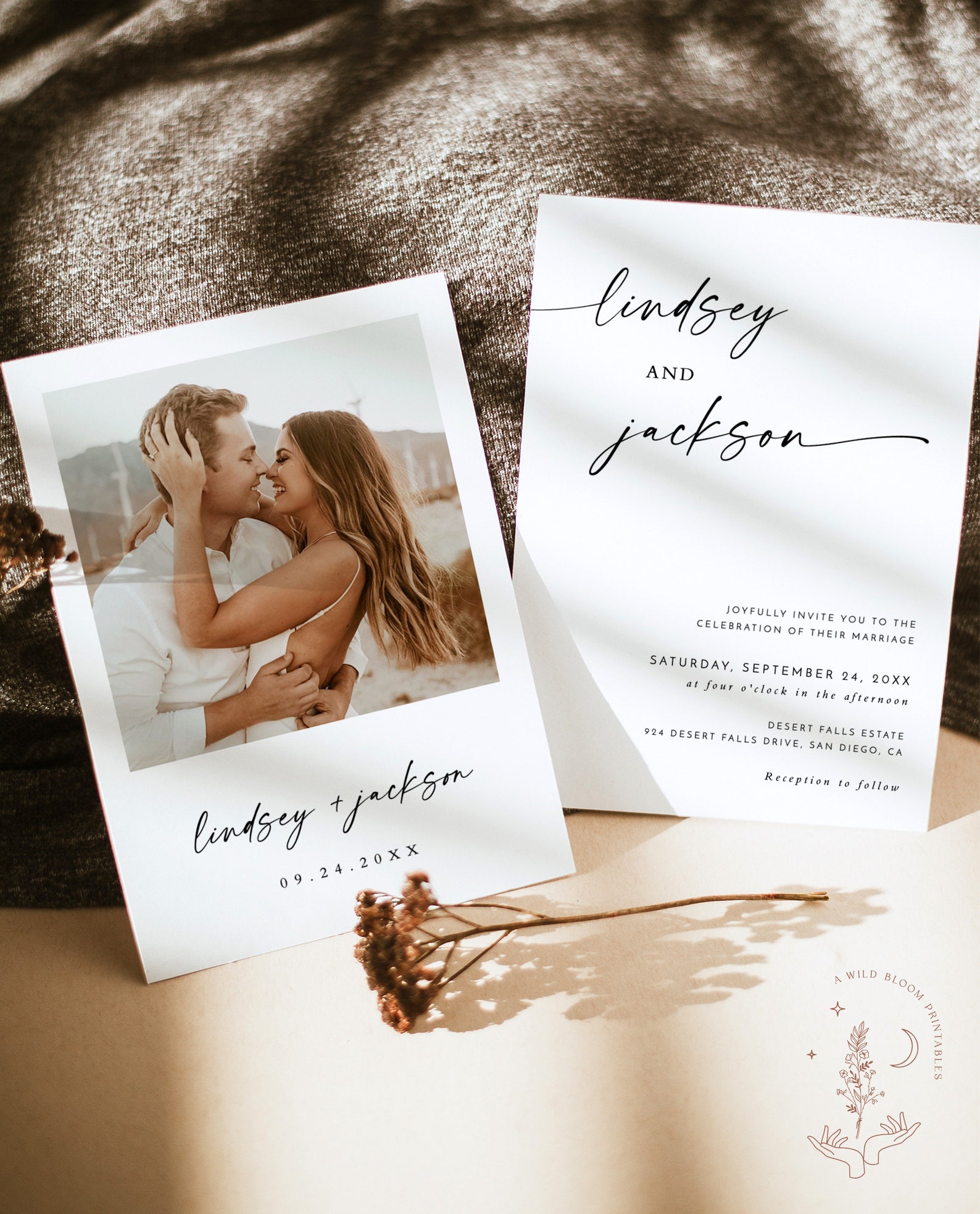 Modern Wedding Invitation Template Editable Minimalist - Etsy