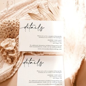 Minimalist Details Card Template, Modern Wedding Details Card, Wedding ...