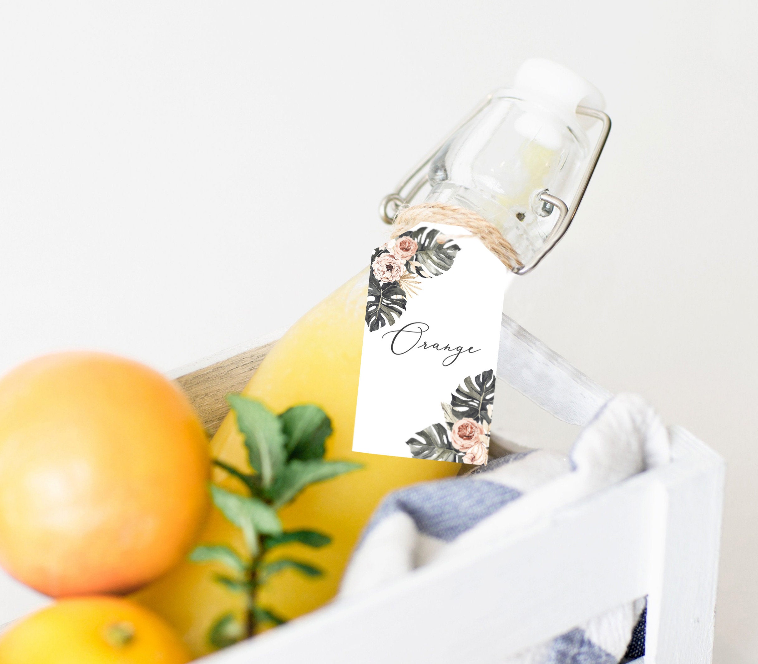 Editable Mimosa Bar Juice Drink Tags Template Tropical Palm | Etsy