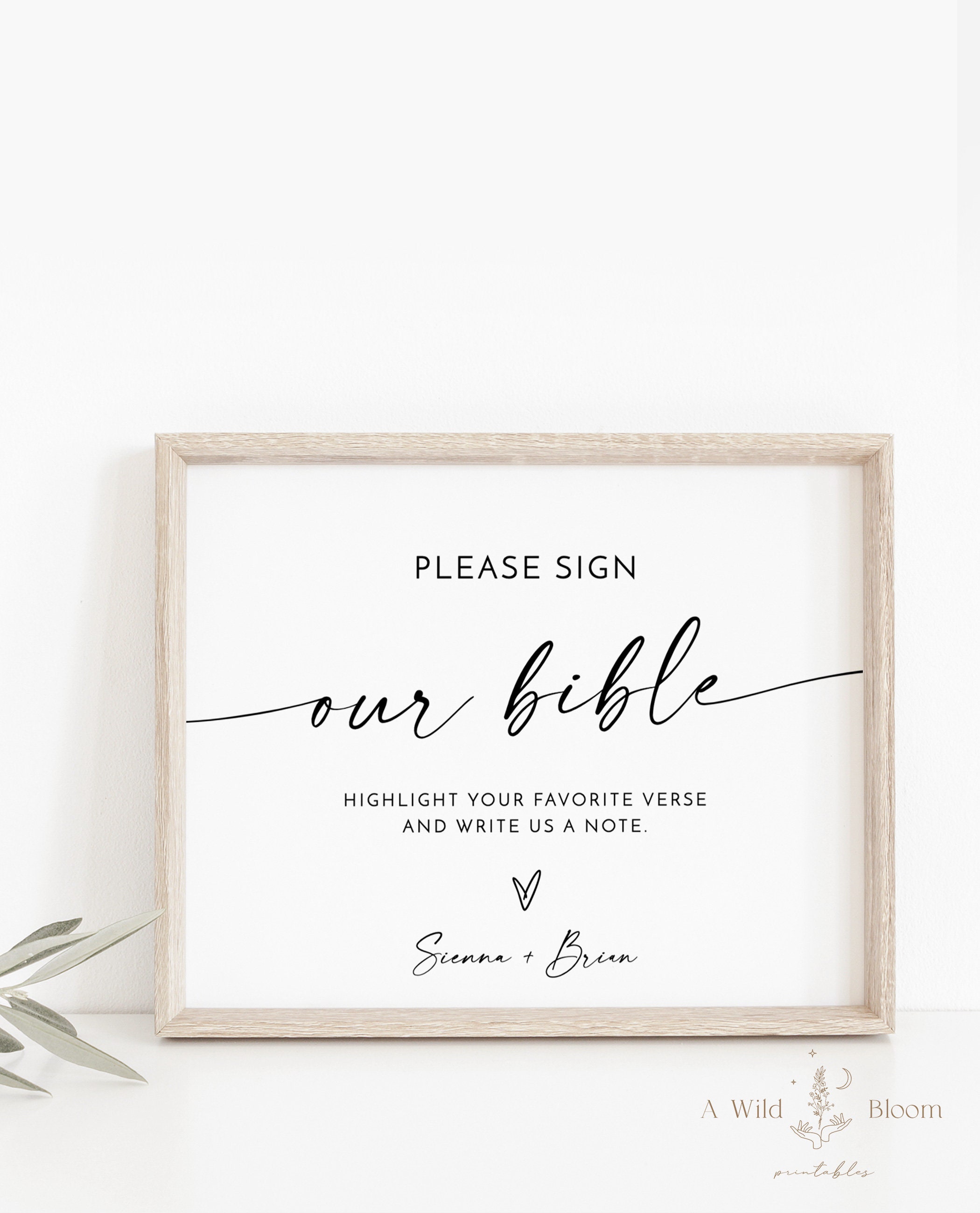 Modern Sign Our Bible Sign Please Sign Our Bible Guestbook - Etsy