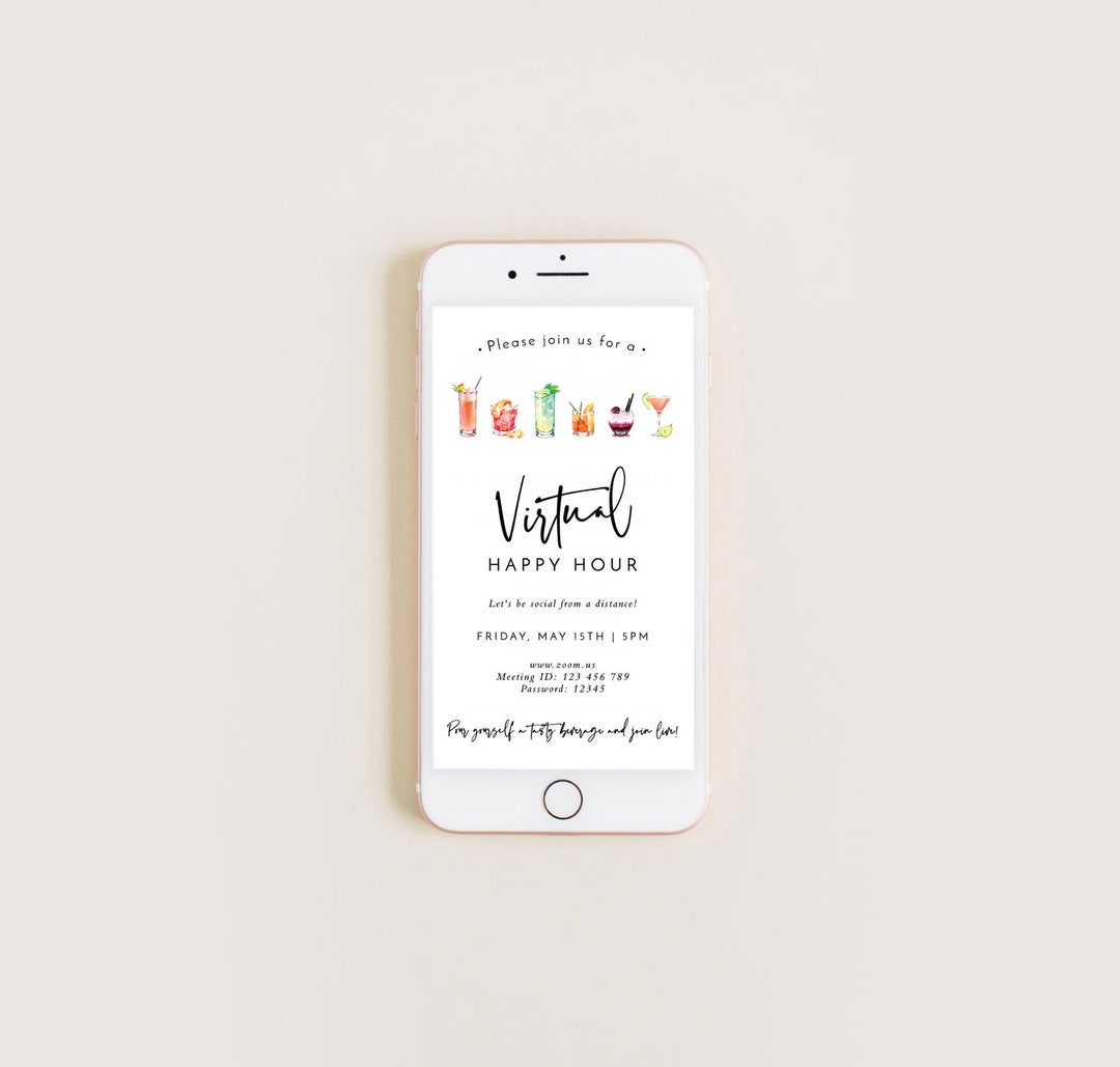 Virtual Happy Hour Invite, Social Distancing Party, Facetime Zoom Group ...