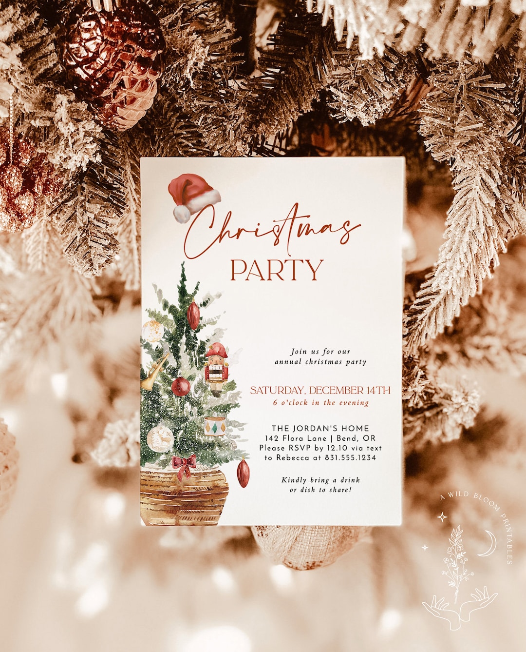 Christmas Party Invitation Template, Holiday Party Invite, Christmas ...