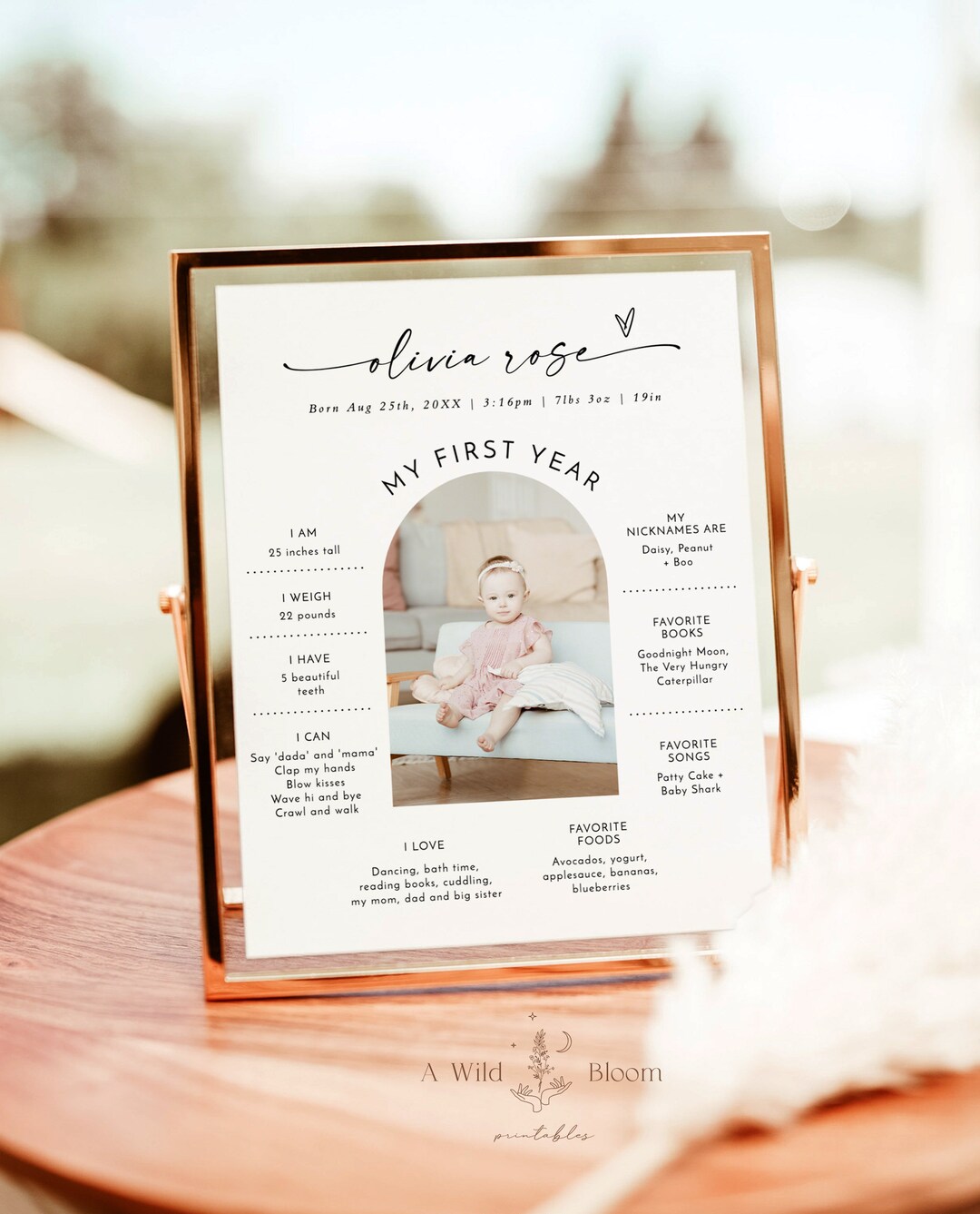 First Birthday Milestone Board Template, Baby Milestone Board ...