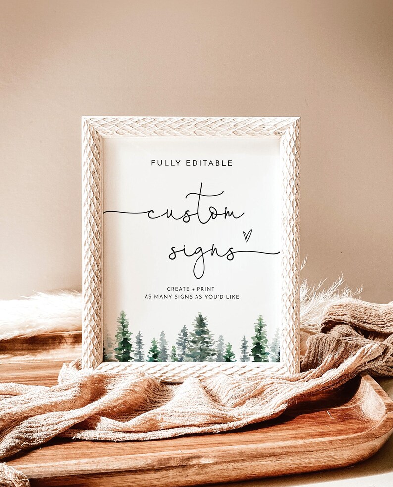Winter Custom Sign Template, Gender Neutral Baby Shower, Rustic ...
