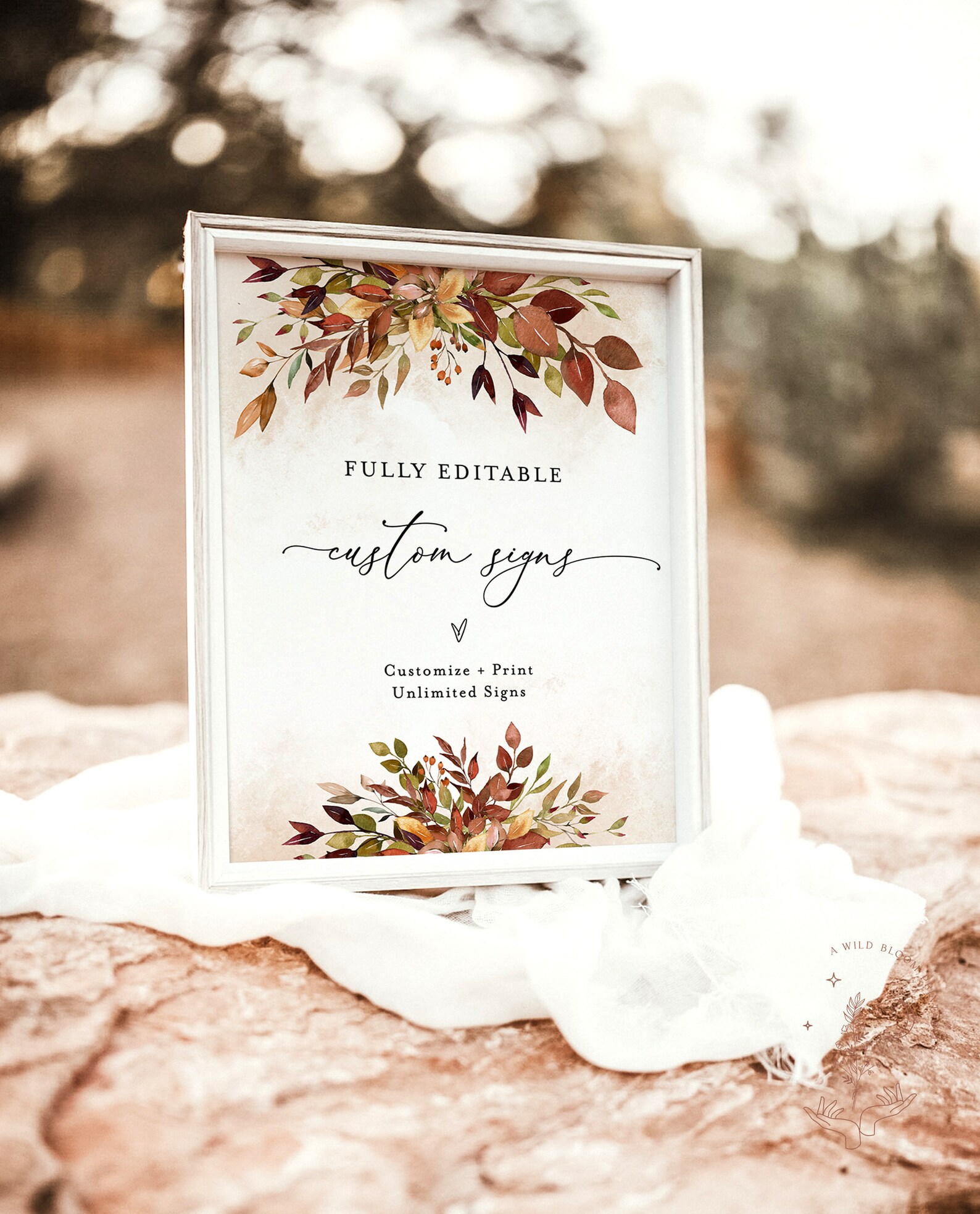 Rustic Fall Wedding Sign Template Autumn Wedding Custom Sign - Etsy