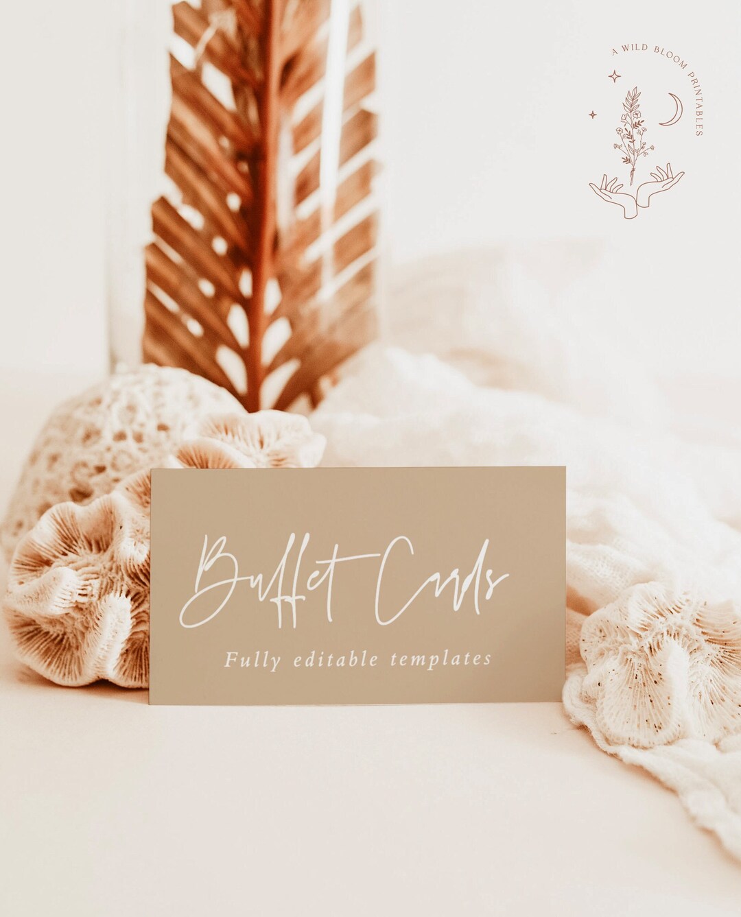 Minimalist Buffet Card Template, Buffet Cards, Beige Wedding Buffet ...