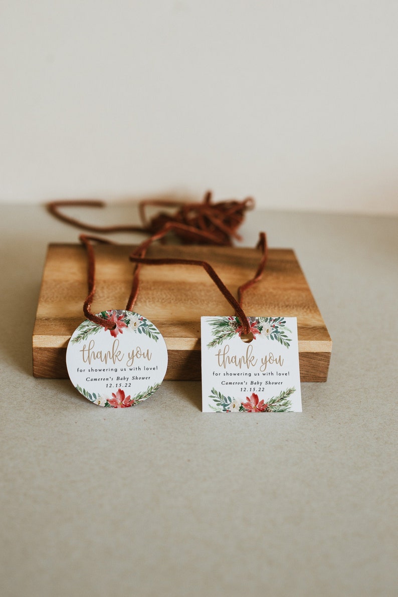 Winter Favor Tag Template Round Square Holiday Tag - Etsy