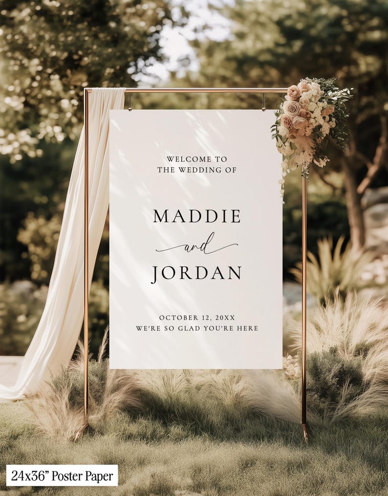 PRINTED + SHIPPED | Wedding Welcome Sign | Minimalist Modern ...