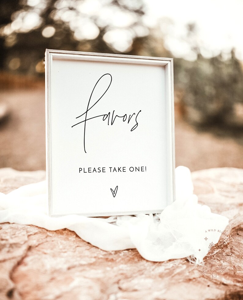 Modern Wedding Favors Sign Template, Minimalist, Boho Bridal Shower ...