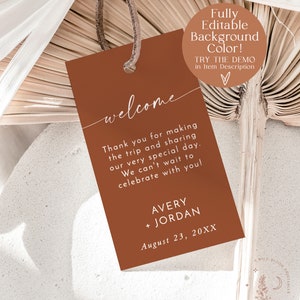 Welcome Tag Template, Minimalist Welcome Tag, Wedding Welcome Bag Tag ...